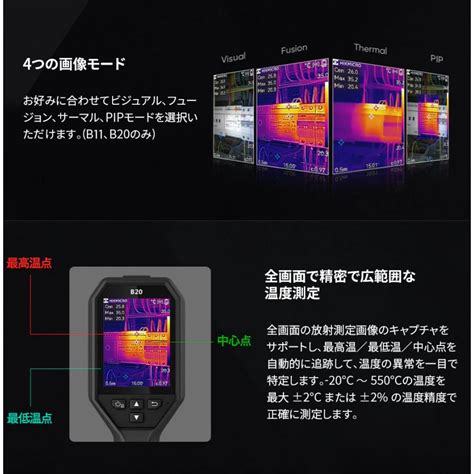 赤外線サーモグラフィカメラ ハンディサーモグラフィーカメラ B20 HIKMICRO Wi Fi機能付 HM TP52 3AQF W B20