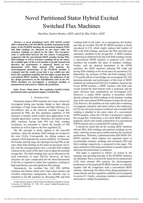 Pdf Novel Partitioned Stator Hybrid Excited Switched Flux Machines