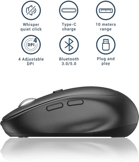 Iclever Md165 Dual Mode Wireless Bluetooth Mouse Type C Rechargeable