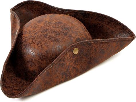 Spooktacular Creations Adult Pirate Hat Men Brown Leather Tricorn Hat