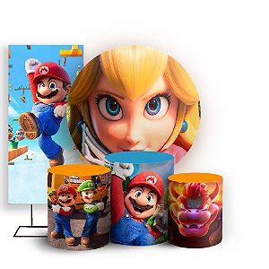 KIT Redondo Trio Super Mario Bros Sublimado 3D Sublitex painéis