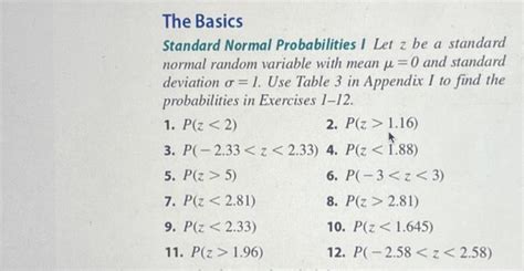 Solved The Basics Standard Normal Probabilities I Let Z Be A Chegg Com