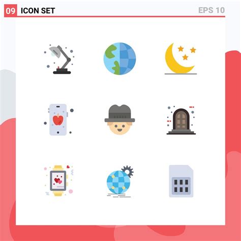 User Interface Pack Of 9 Basic Flat Colors Of Man Farmer Globe Education Mobile Editable Vector