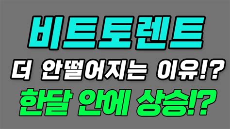 비트토렌트 잘버틴다 한달안에 상승 가능 Youtube