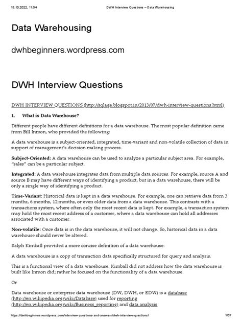 dwh interview questions data warehousing pdf data warehouse