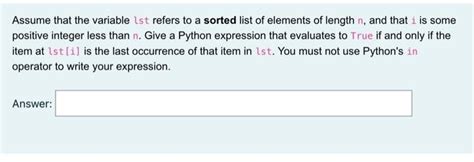 Solved Assume That The Variable Lst Refers To A Sorted List