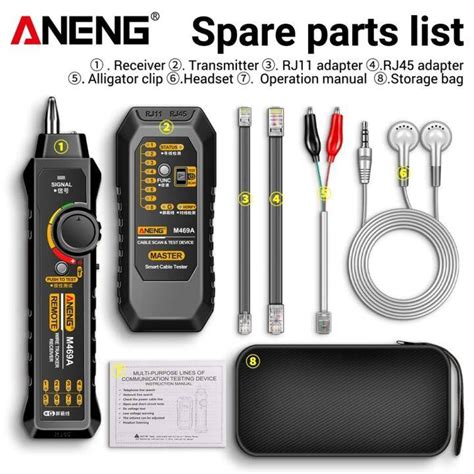 Aneng m469a RJ45 RJ11 Thiết bị kiểm tra dây cáp mạng LAN Finder thông