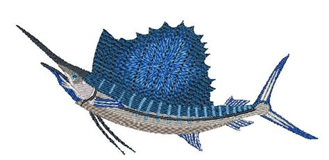 Sailfish Embroidery Design Pattern 550x241 Inches Etsy
