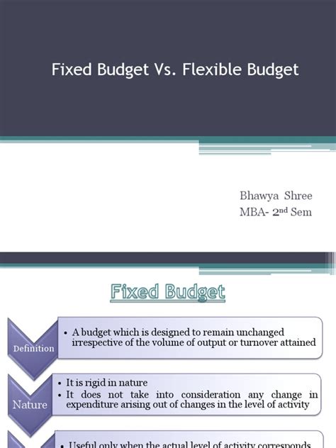 Fixed Vs Flexible Budget Explained Pdf Budget Business Economics