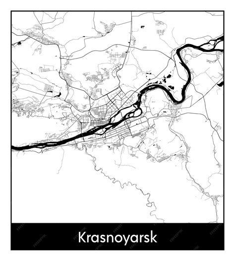 Premium Vector Minimal City Map Of Krasnoyarsk Russia Asia