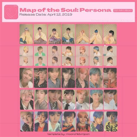 Bts Map Of The Soul Persona Album Photocard And Postcard Template