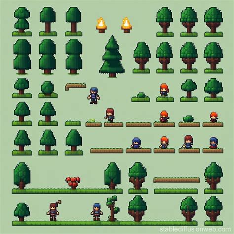 64x64 Tileset RPG Character Idle Walk Run Stable Diffusion Online