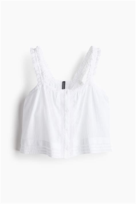 Lace Detail Strappy Top White Ladies Handm Gb