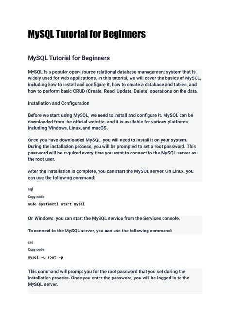 SOLUTION Mysql Tutorial For Beginners Studypool