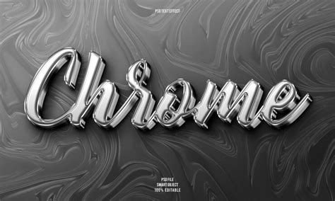 Редактируемый текстовый эффект Chrome 3d Бесплатно Psd Файл