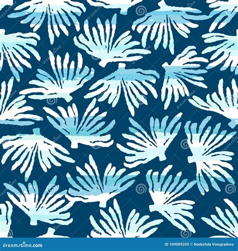 Vector Sea Seamless Pattern With Hand Drawn Textures Stock Vector
