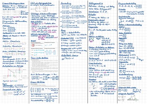 LA Cheat Sheet Wintersemester Lineare Algebra Lineare