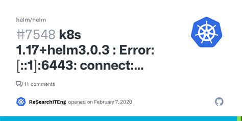 K8s 117helm303 Error 1 6443 Connect Cannot Assign
