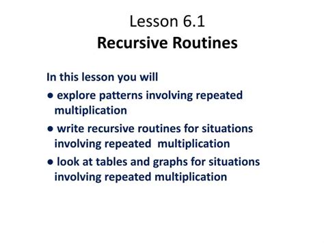Ppt Lesson 61 Recursive Routines Powerpoint Presentation Free Download Id5458054