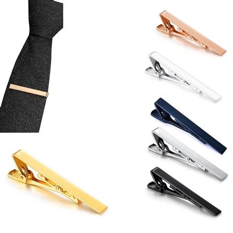 Portable Classic Tie Clipsqzs Reusable Mens Tie Bar Pinch Clip Set