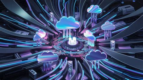 Abstract Cloud Computing Data Center Network High Quality Image Stock Illustration