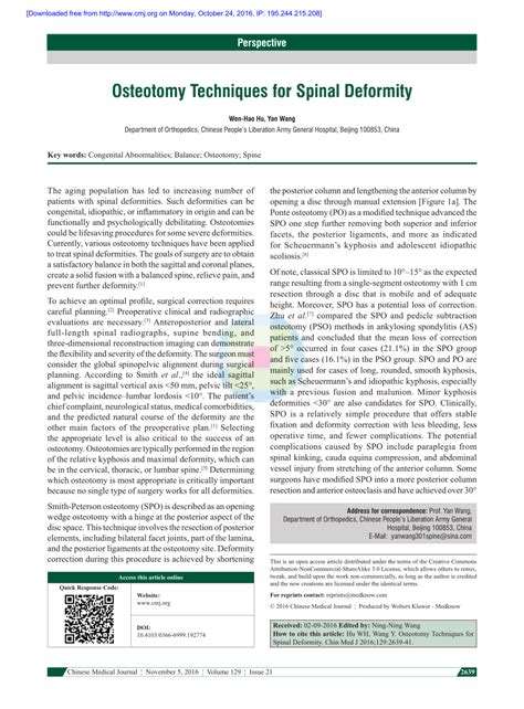 Pdf Osteotomy Techniques For Spinal Deformity