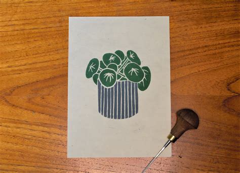Money Plant Lino Print Etsy