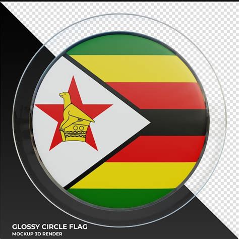 Premium Psd Zimbabwe Realistic 3d Textured Glossy Circle Flag