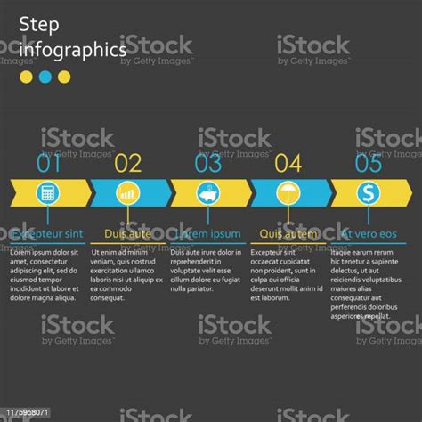 5 단계 옵션 또는 레벨인 인포그래픽 템플릿 5 화살표비즈니스 인포그래픽 컨셉 벡터 그림입니다 0명에 대한 스톡 벡터 아트 및