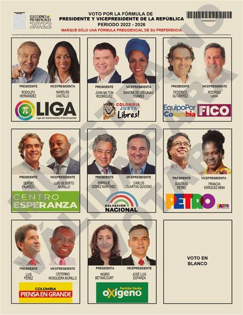Así Quedó El Tarjetón Electoral Para Las Elecciones Presidenciales Del
