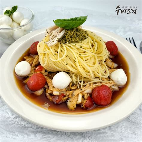 부드러운 닭가슴살이 듬뿍 시원하게 즐기는 닭가슴살 콜드파스타