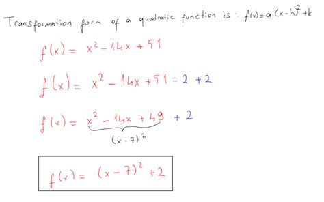 [solved] rewrite the quadratic function in transformation form f x