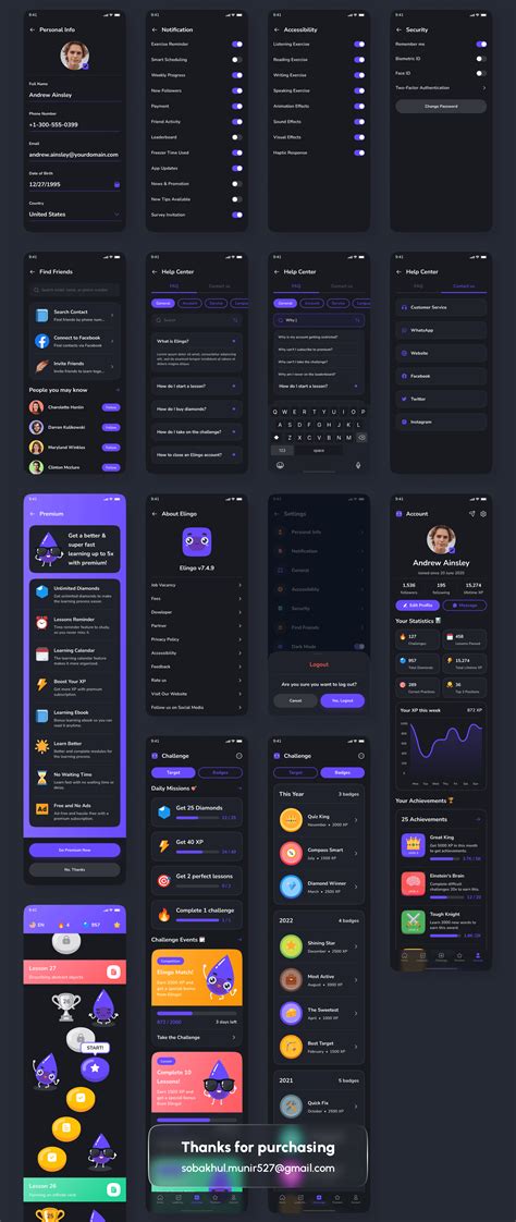 Elingo Language Learning Ui Kit In Figma Ui Kit Figma Design System