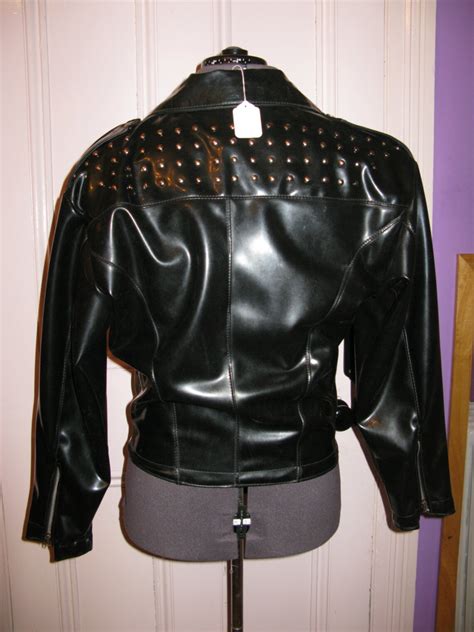 Ectomorph Men S Black Latex Rubber Biker Jacket Etsy