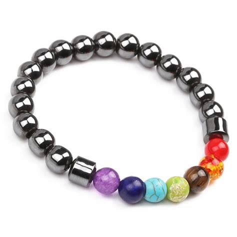 Men Black 7Chakra Bracelet Lava Healing Balance Beads Reiki Buddha