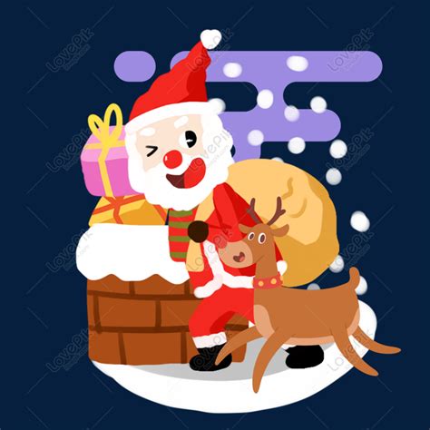 크리스마스 귀여운 산타 클로스 만화 그림 굴뚝 굴뚝 Png 일러스트 무료 다운로드 Lovepik