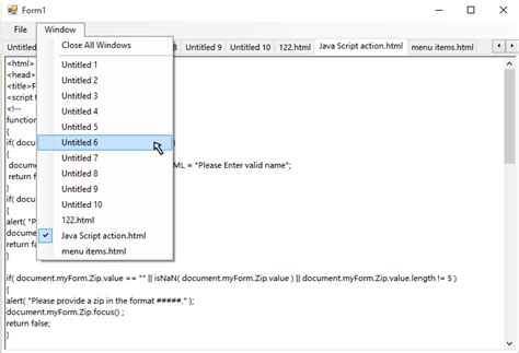 Creating Windows List Of Tabs In C