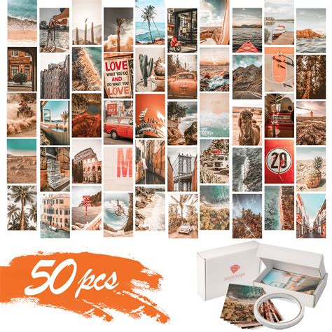 Buy Koskimer Beach Teal Aesthetic Photo Collage Kit 50 Set 4x6 Inch