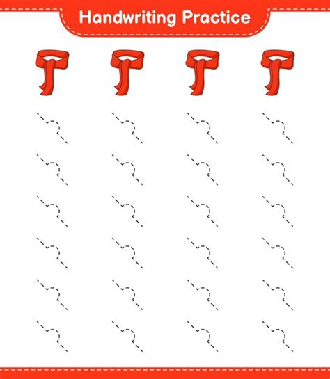 손글씨 연습 스카프의 트레이싱 라인 교육 어린이 게임 인쇄용 워크시트 벡터 일러스트 레이 션 프리미엄 벡터