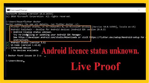 how to fix flutter android license status unknown problem android