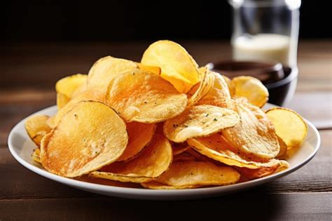 Premium Photo Unhealthy Food Potato Chips On Dish