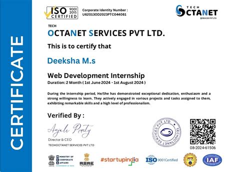 Webdevelopment Internship Html Css Javascript Octanet Deeksha Ms