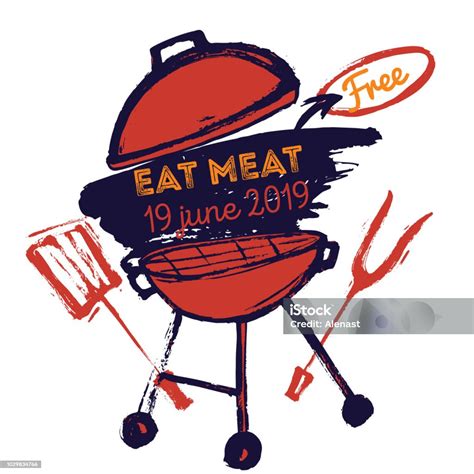 바베 큐 그런 지 낙서 광장 형태로 포스터 Invitatation 바베 큐 파티 플라이어입니다 고기 그림을 그릴 메뉴에 사용할 수 있습니다 포스터 바베큐그릴에 대한 스톡