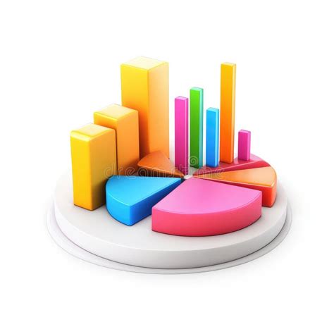 Colorful 3d Bar And Pie Charts Data Visualization For Business Presentation Stock Illustration