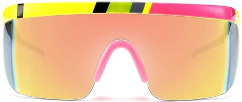 Feisedy Oversized Mirror Shield Sport Sunglasses Flat Top One Piece