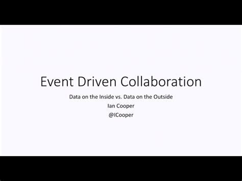NDC Conferences Talk Event Driven Collaboration From NDC Conferences
