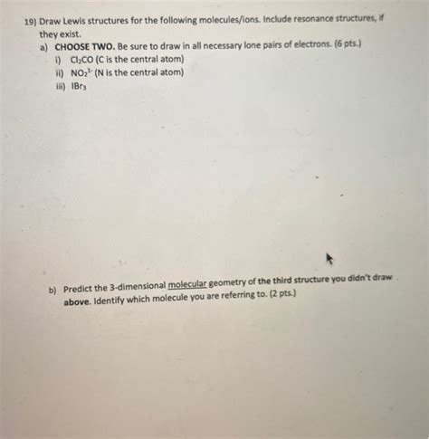 Solved Draw Lewis Structures For The Following Chegg