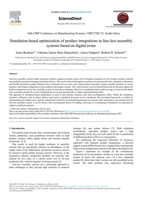 pdf simulation based optimization of product integrations in line