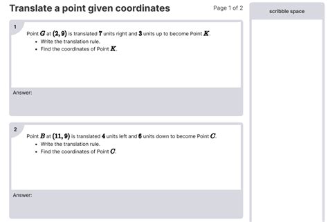 Translate A Point Given Coordinates Worksheets PDF 8 G C 9 8th
