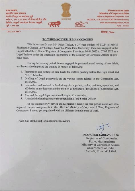 L Feel Elated To Share That I Have Completed My Legal Internship At